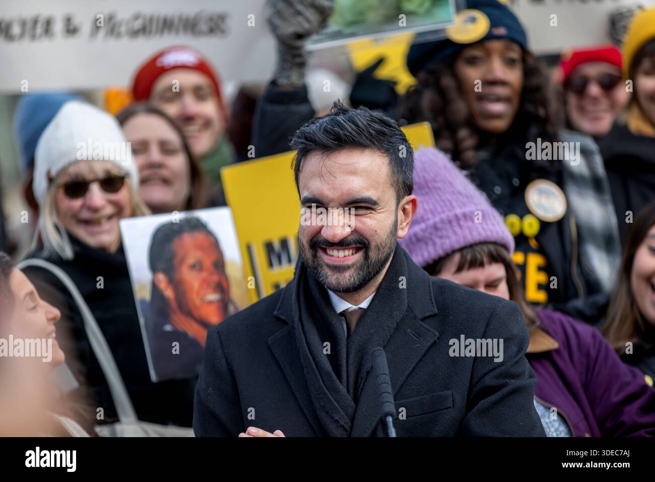 New York City Mayor Zohran Mamdani holds a press conference vowing to ...