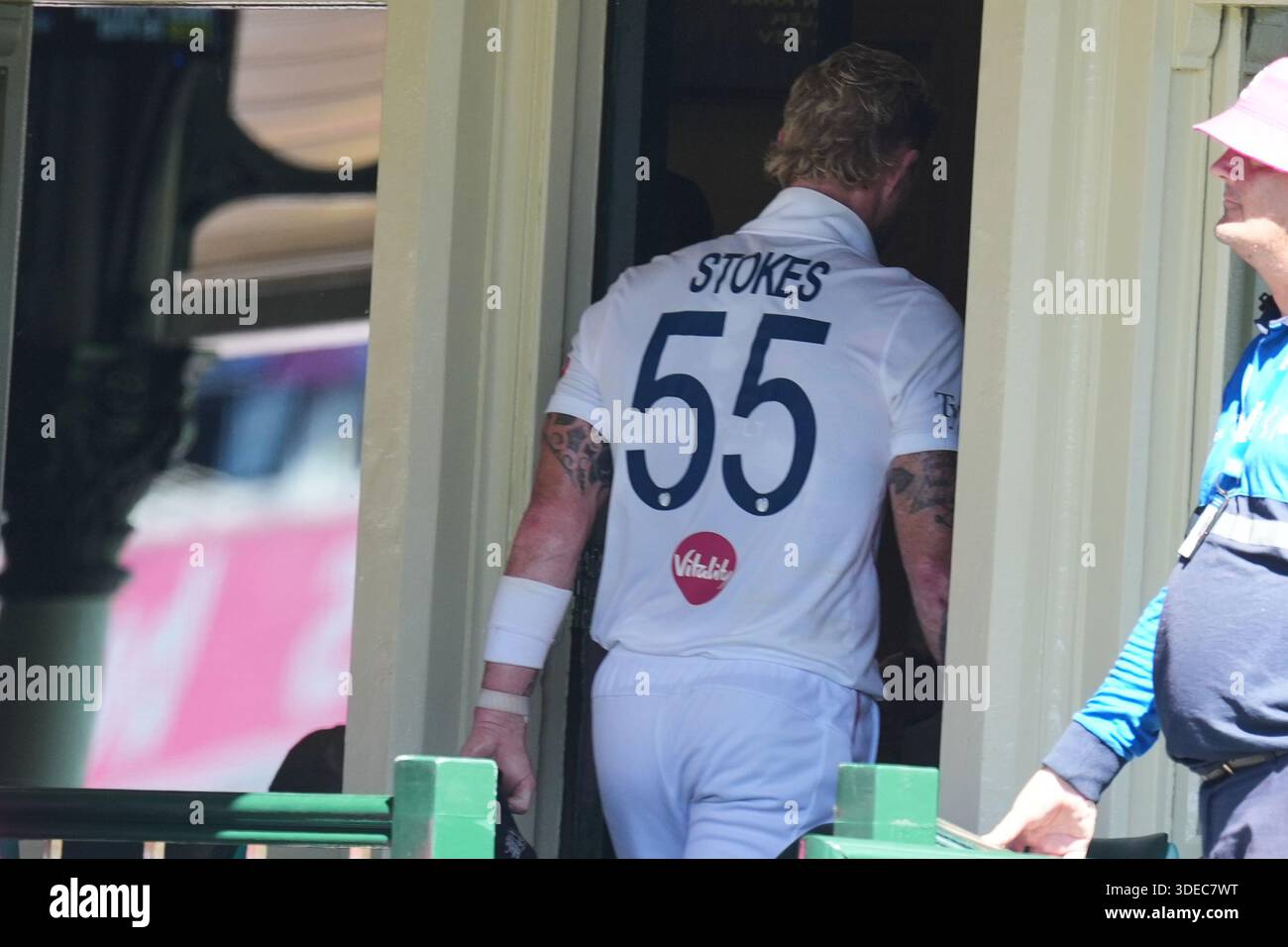 England's Ben Stokes walks into his team dressing room after leaving ...