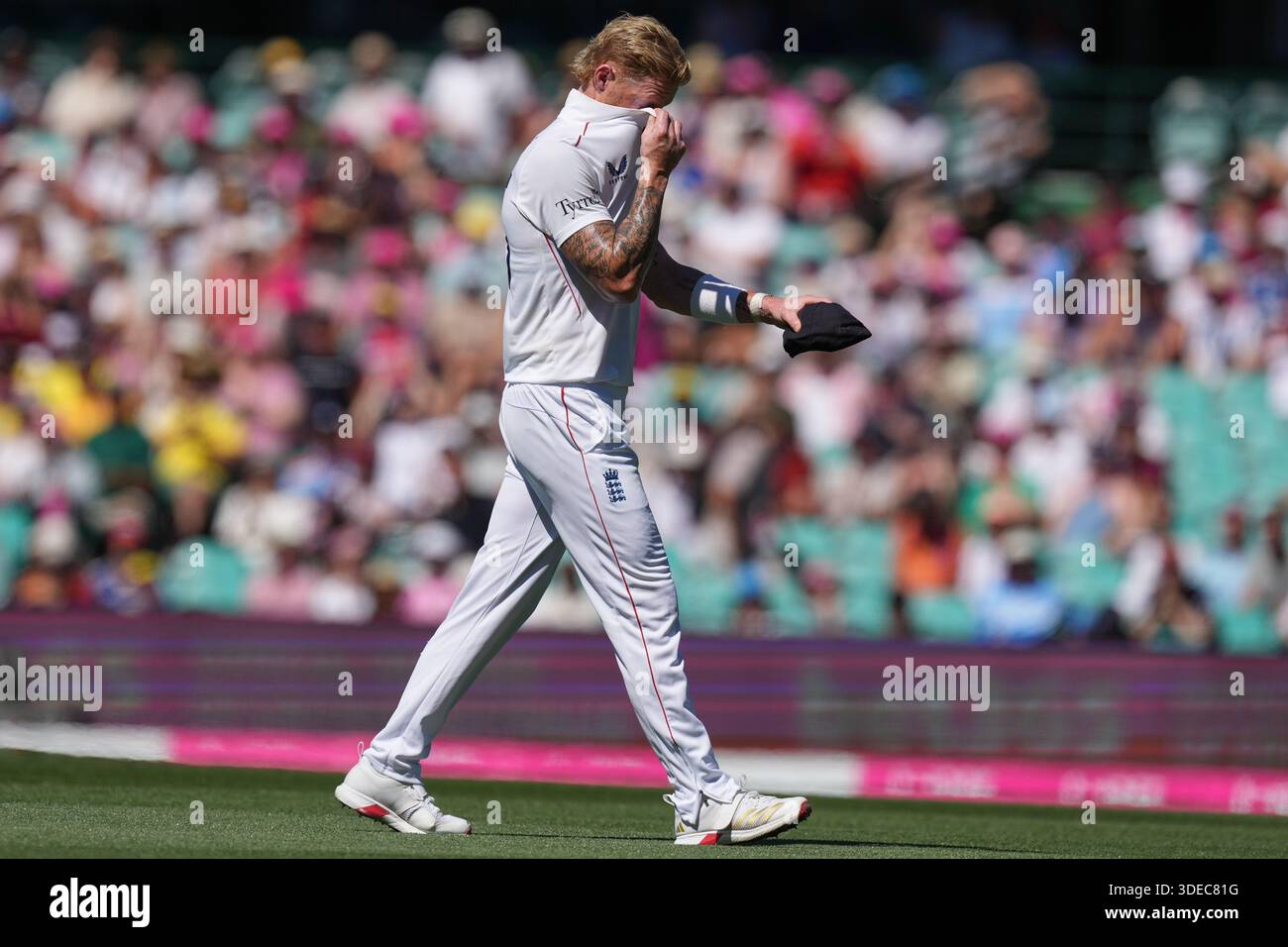 England's Ben Stokes walks from the field during play on day four of ...