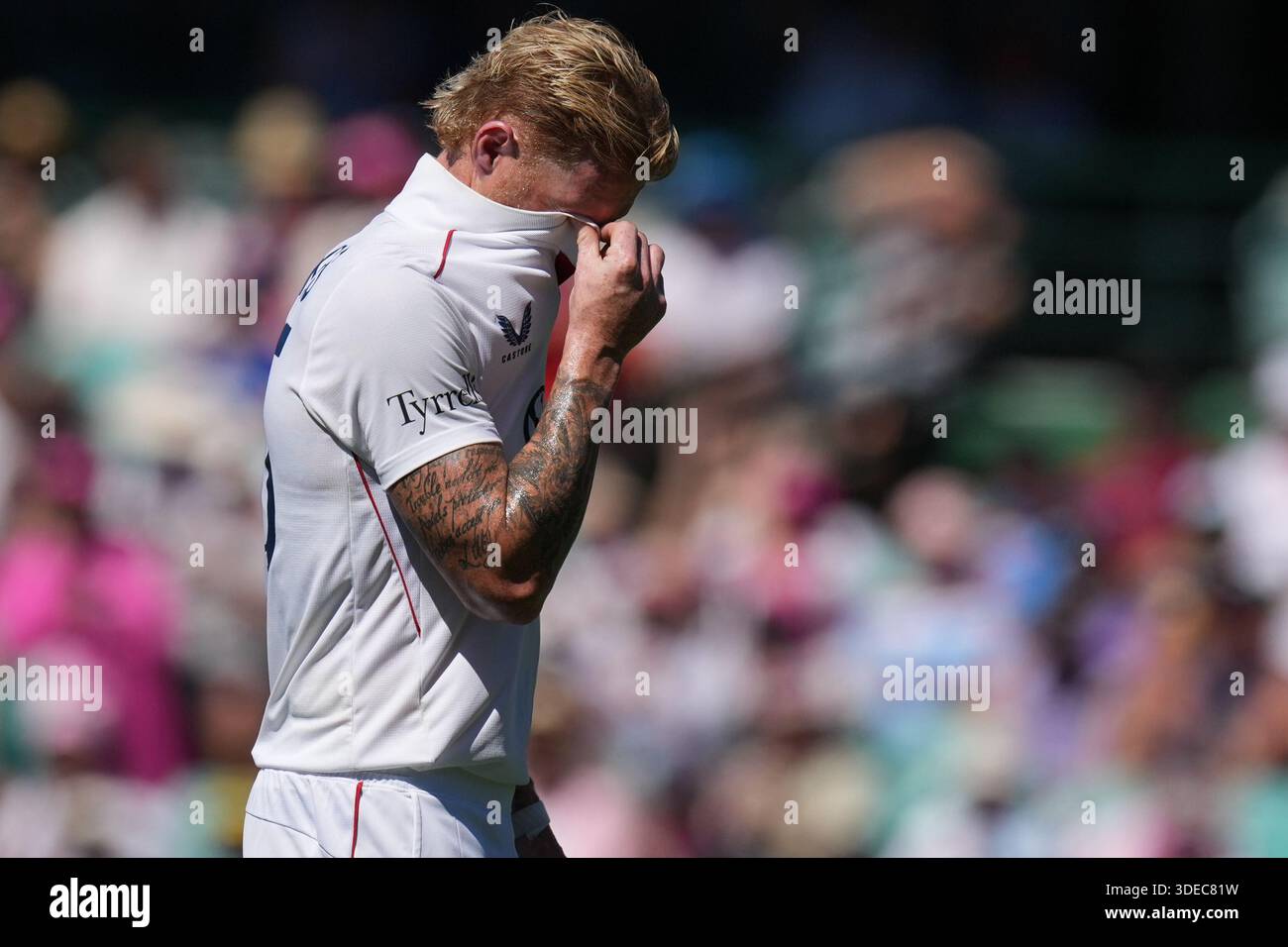 England's Ben Stokes walks from the field during play on day four of ...