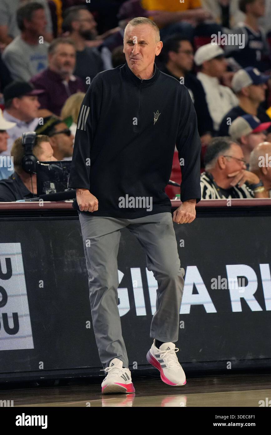 Arizona State head coach Bobby Hurley against Gonzaga during the first ...