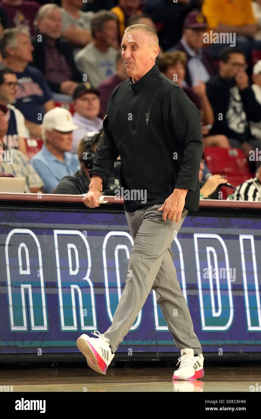 Arizona State head coach Bobby Hurley against Gonzaga during the first ...