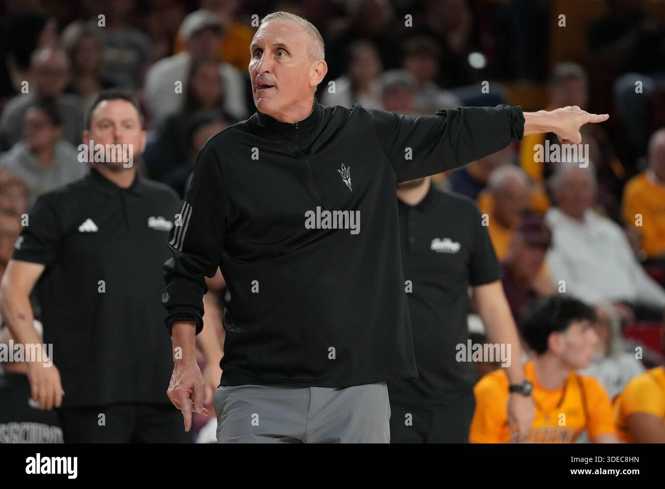 Arizona State head coach Bobby Hurley against Gonzaga during the first ...