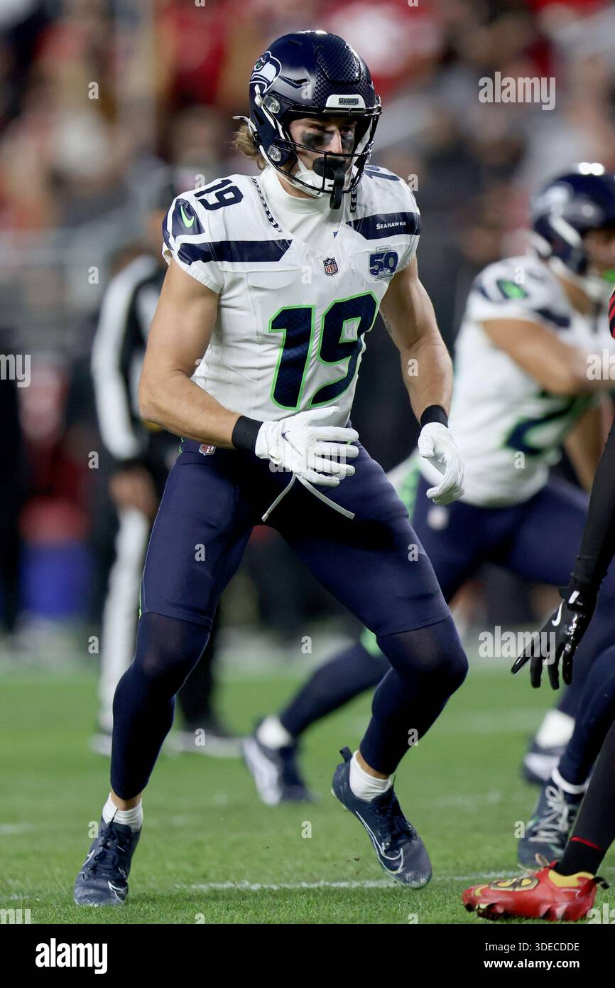 Seattle Seahawks wide receiver Jake Bobo (19) runs during an NFL ...