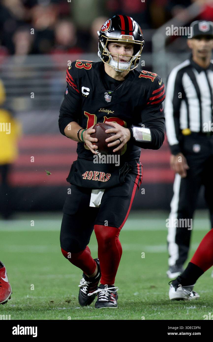 San Francisco 49ers quarterback Brock Purdy (13) throws during an NFL ...