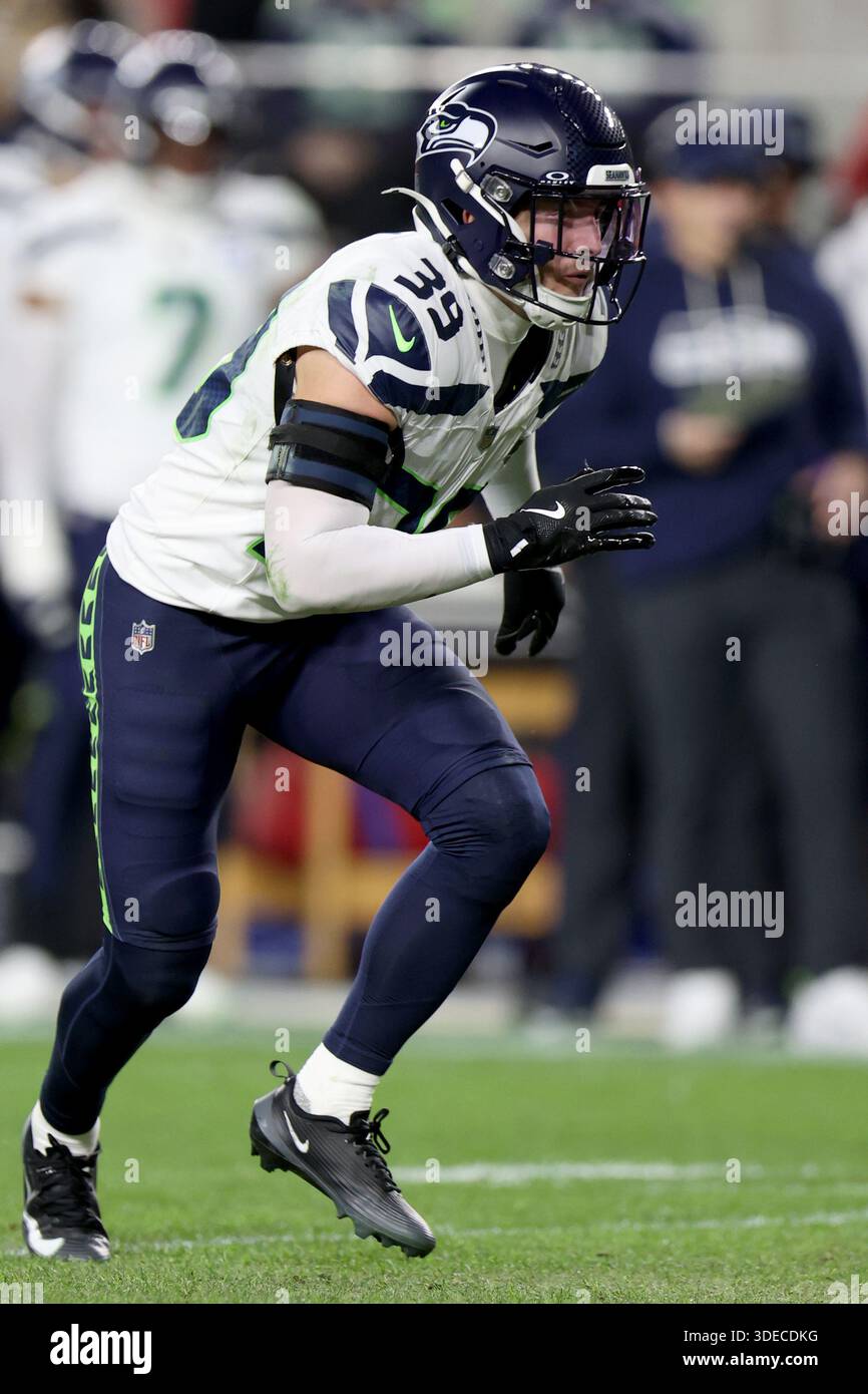 Seattle Seahawks safety Ty Okada (39) defends during an NFL football ...