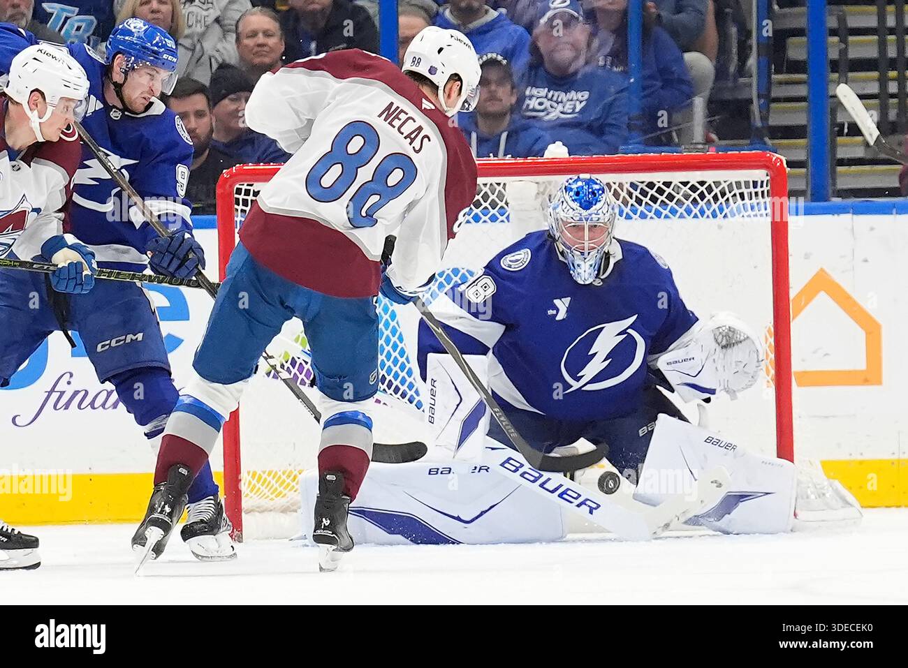 Tampa Bay Lightning goaltender Andrei Vasilevskiy (88) makes a save on ...