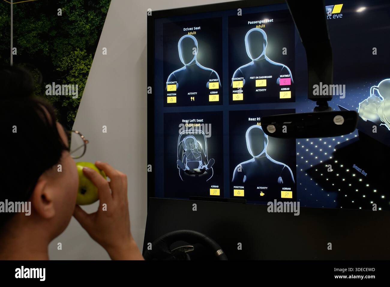 People take part in a simulator for Smart Eye interior sensing AI ...