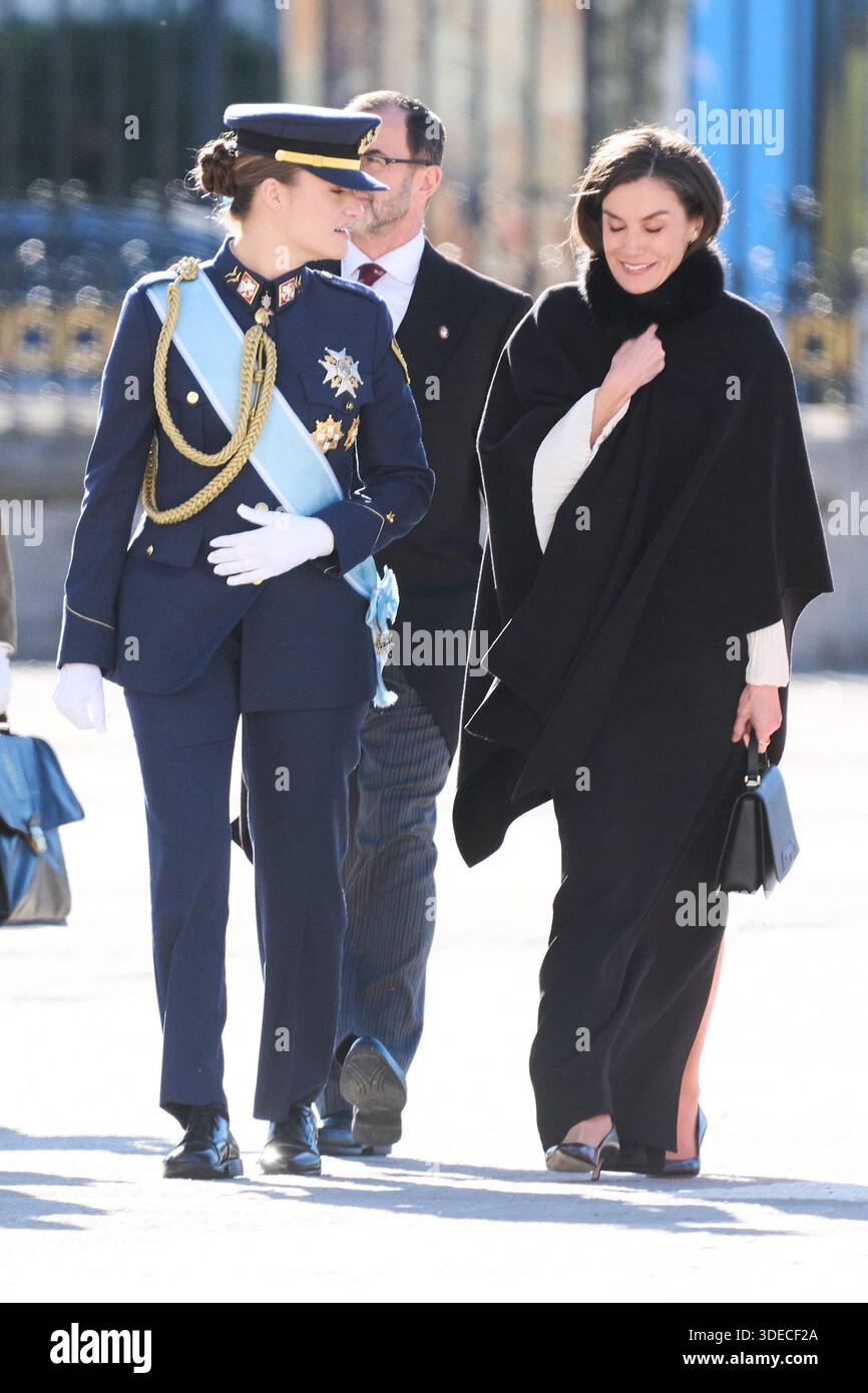 Queen Letizia of Spain and Crown Princess Leonor of Spain attend the ...