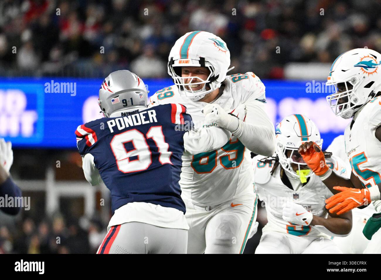 Jan 4, 2026; Foxboro, Massachusetts, USA; Miami Dolphins guard Cole ...