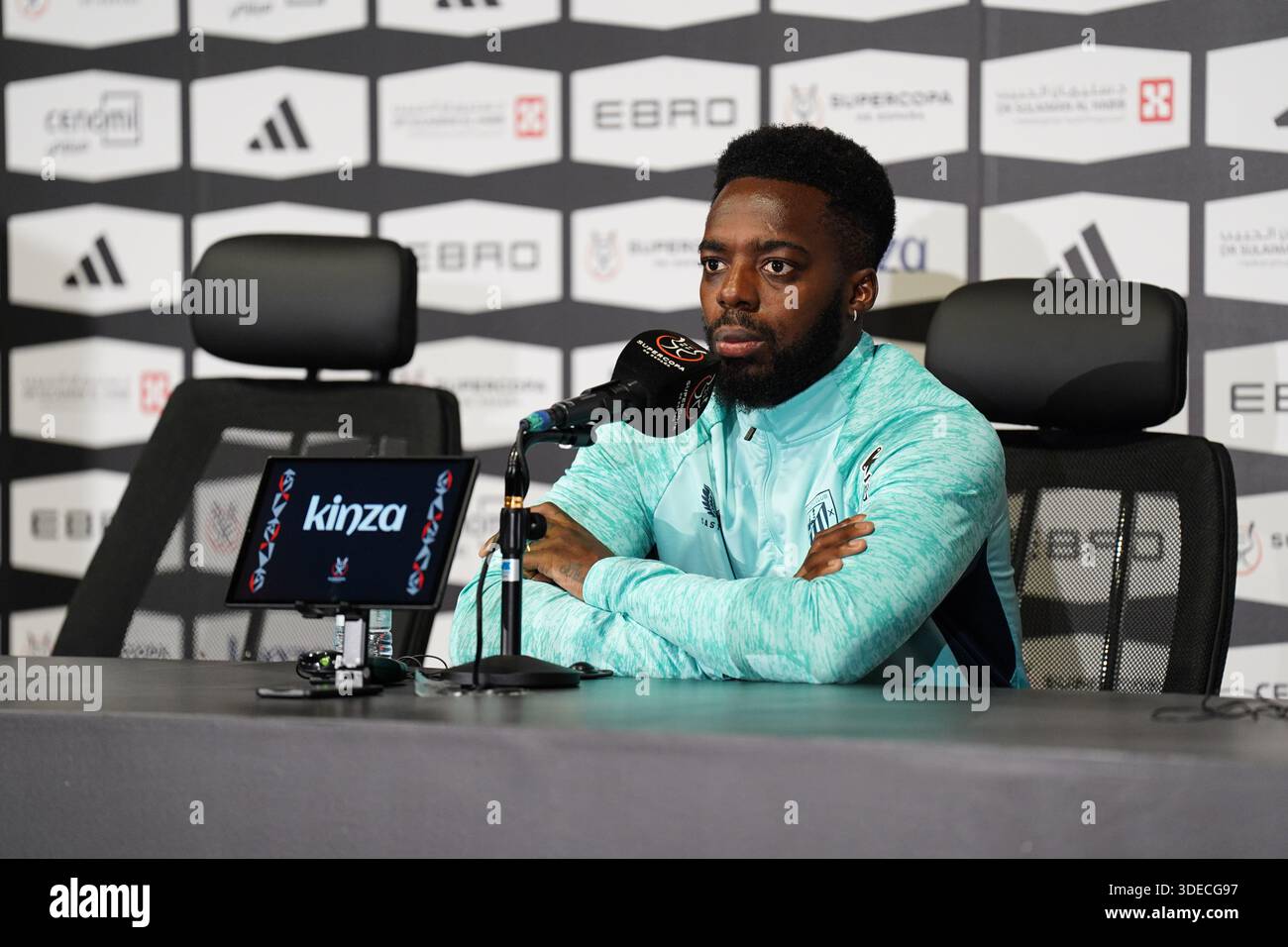 Athletic Bilbao player Inaki Williams speaks during a press conference ...