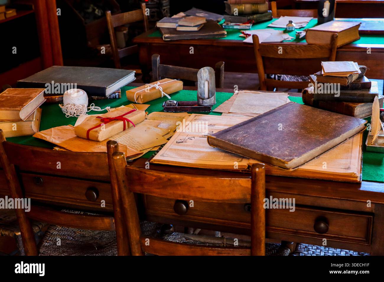 Historic Writing Desk With Documents Stock Photo - Alamy
