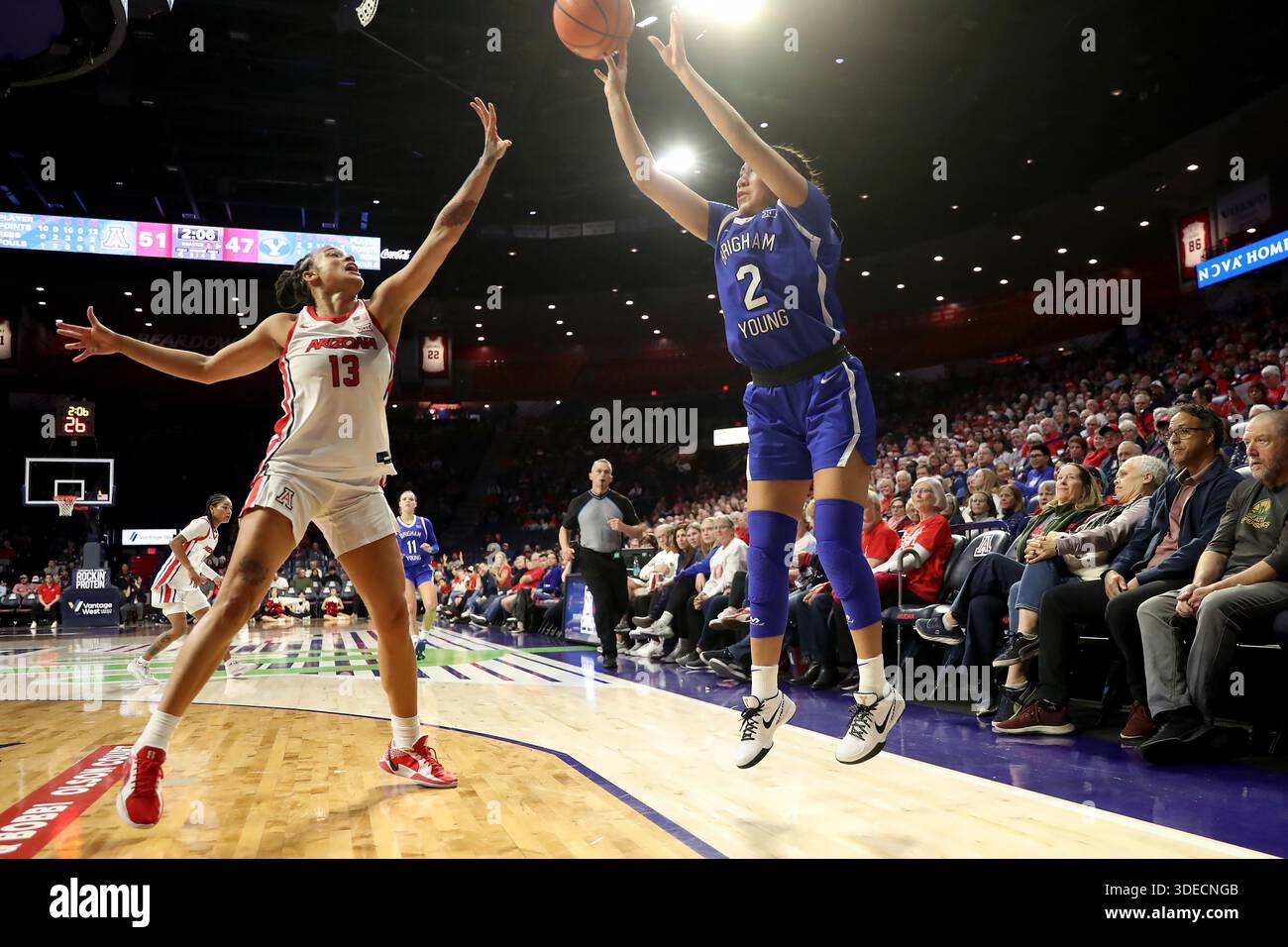 TUCSON, AZ - JANUARY 06: BYU Cougars guard Sydney Benally (2) shoots ...
