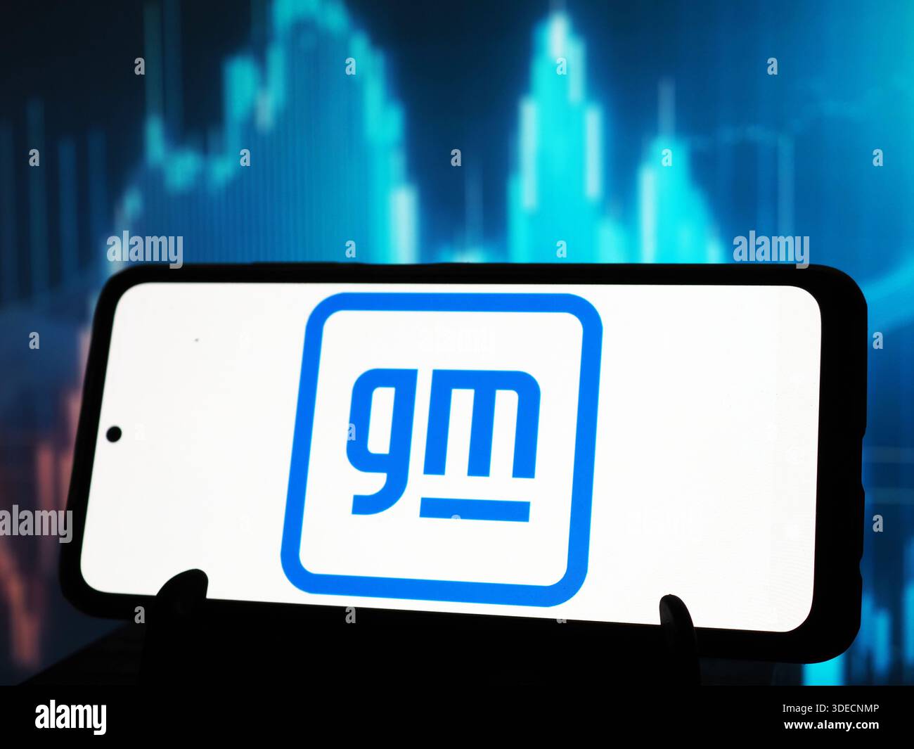 In this photo illustration, General Motors Company logo seen displayed ...