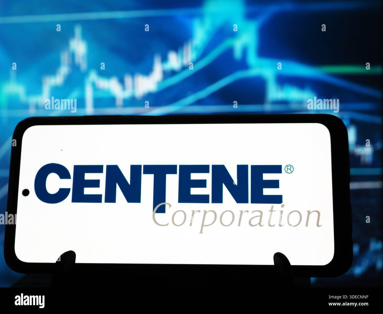 In this photo illustration, Centene Corporation logo seen displayed on ...
