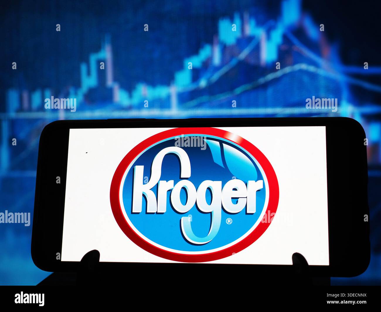 In this photo illustration, The Kroger Co. logo seen displayed on a ...