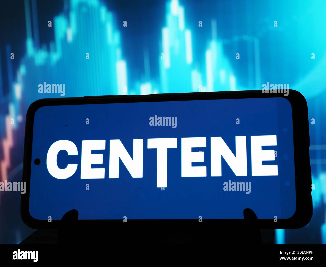 In this photo illustration, Centene Corporation logo seen displayed on ...
