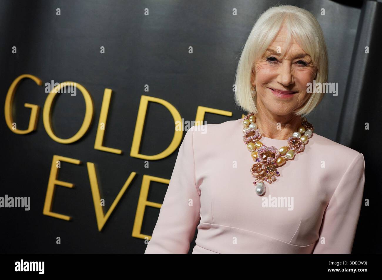 Helen Mirren arrives at the Golden Globes Golden Eve on Tuesday, Jan. 6 ...