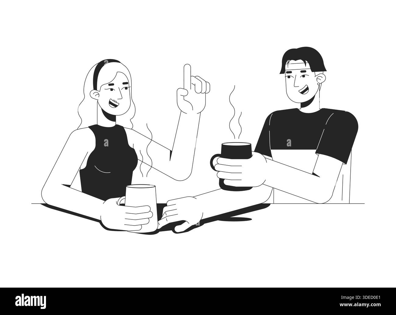 Woman holding coffee talking Stock Vector Images - Alamy