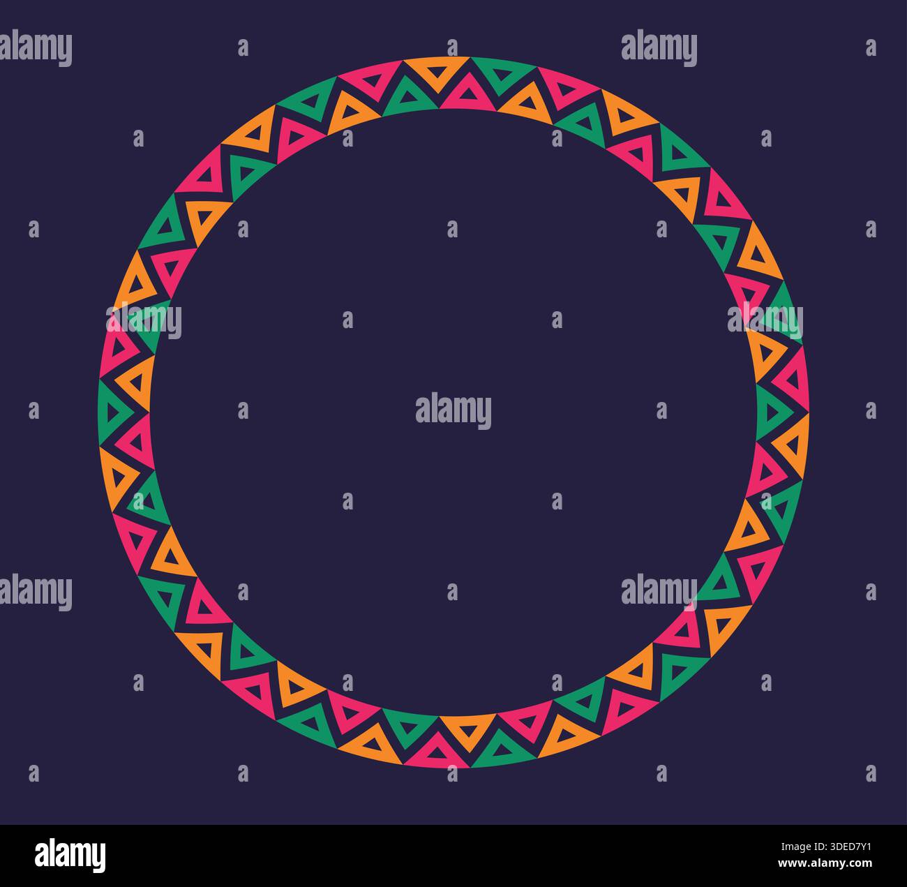 Mexican pattern circle frame. African ethnic motif border. Aztec ...