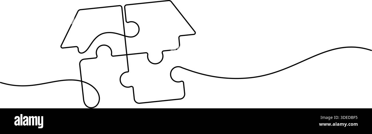 Continuous one line puzzle Cut Out Stock Images & Pictures - Alamy