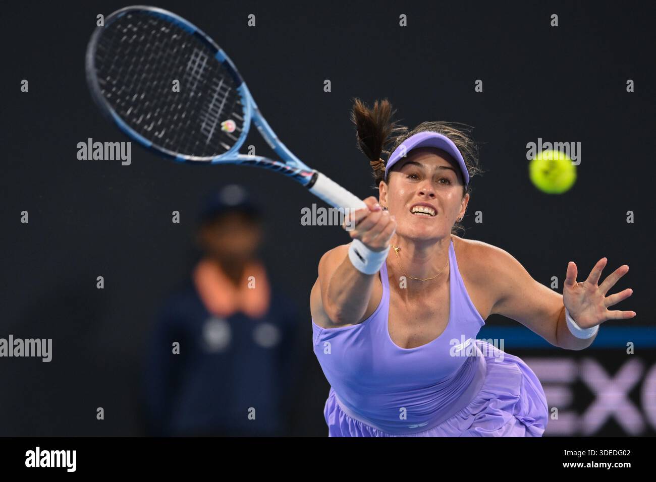 Kimberly Birrell of Australia in action against Amanda Anisimova of USA ...