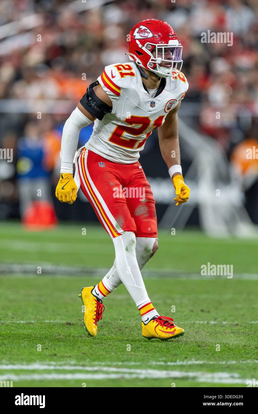 Kansas City Chiefs defensive back Jaden Hicks (21) against the Las ...