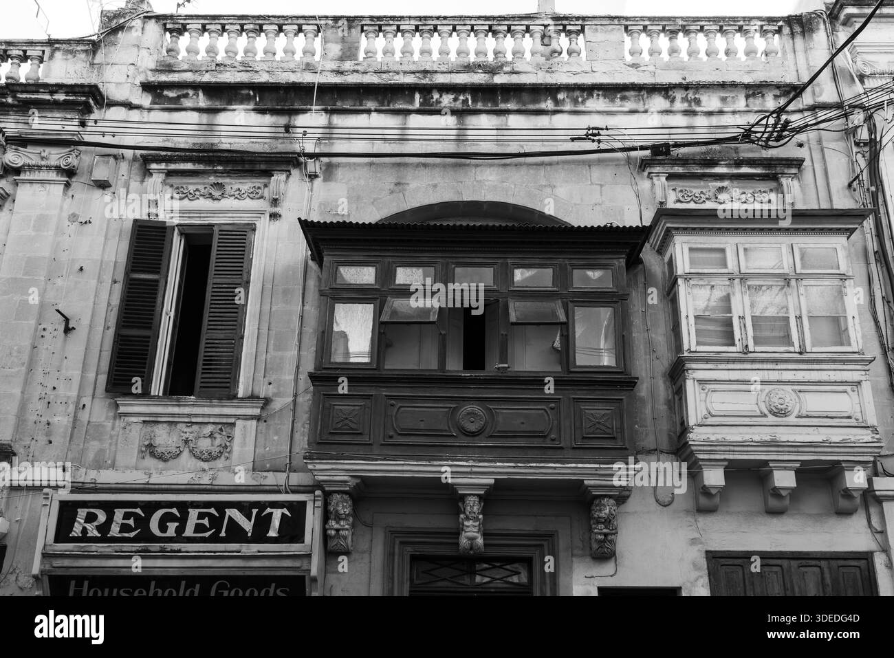 Black and white view of the historic Stamp Shop building with ...