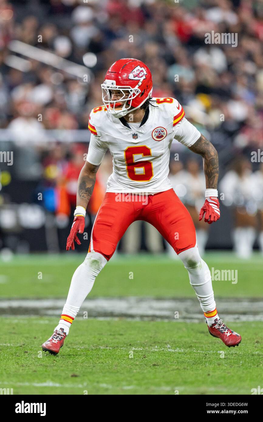 Kansas City Chiefs safety Bryan Cook (6) against the Las Vegas Raiders ...