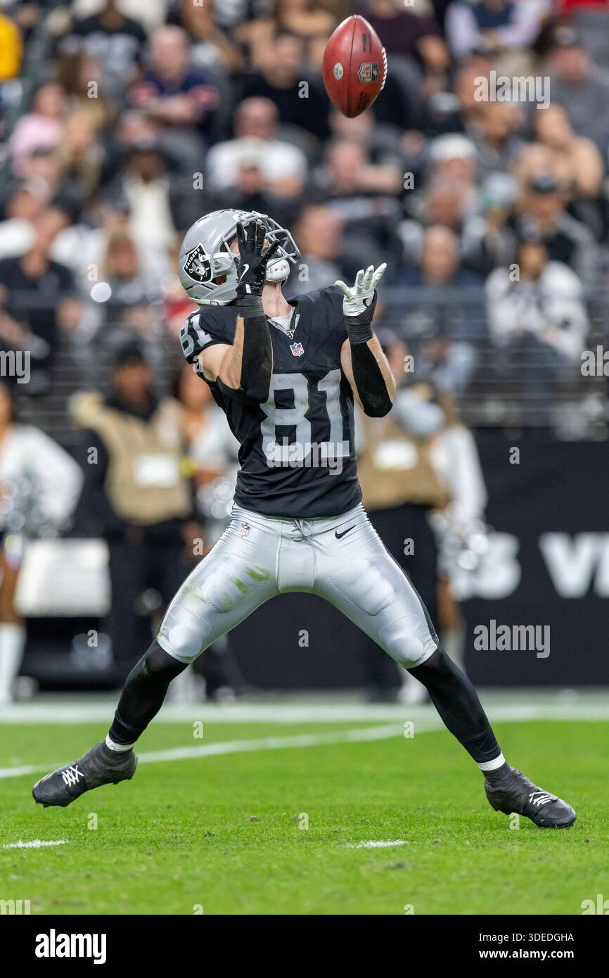 Las Vegas Raiders wide receiver Alex Bachman (81) returns a punt ...