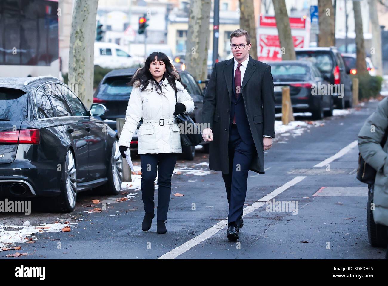 07 January 2026, Bavaria, Würzburg: AfD MP Daniel Halemba (r) arrives ...