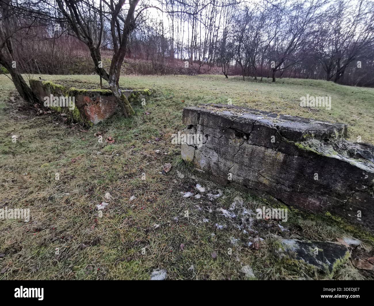 Ruins of former buildings at Płaszów Concentration Camp in Kraków, a ...