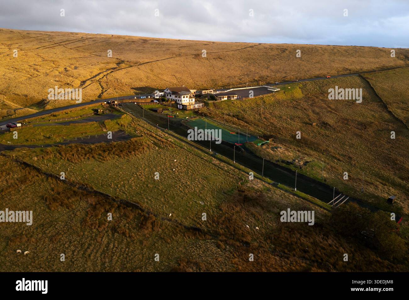 An aerial view of Pendle Ski Club before an inter-club ski meeting at ...