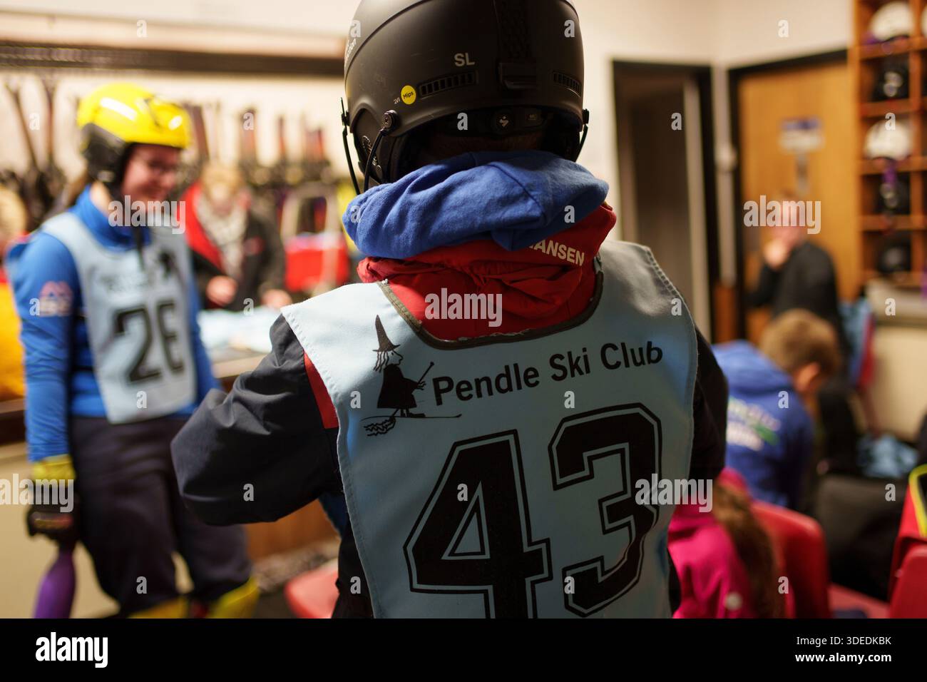 Competitors get ready for an inter-club ski meeting at Pendle Ski Club ...