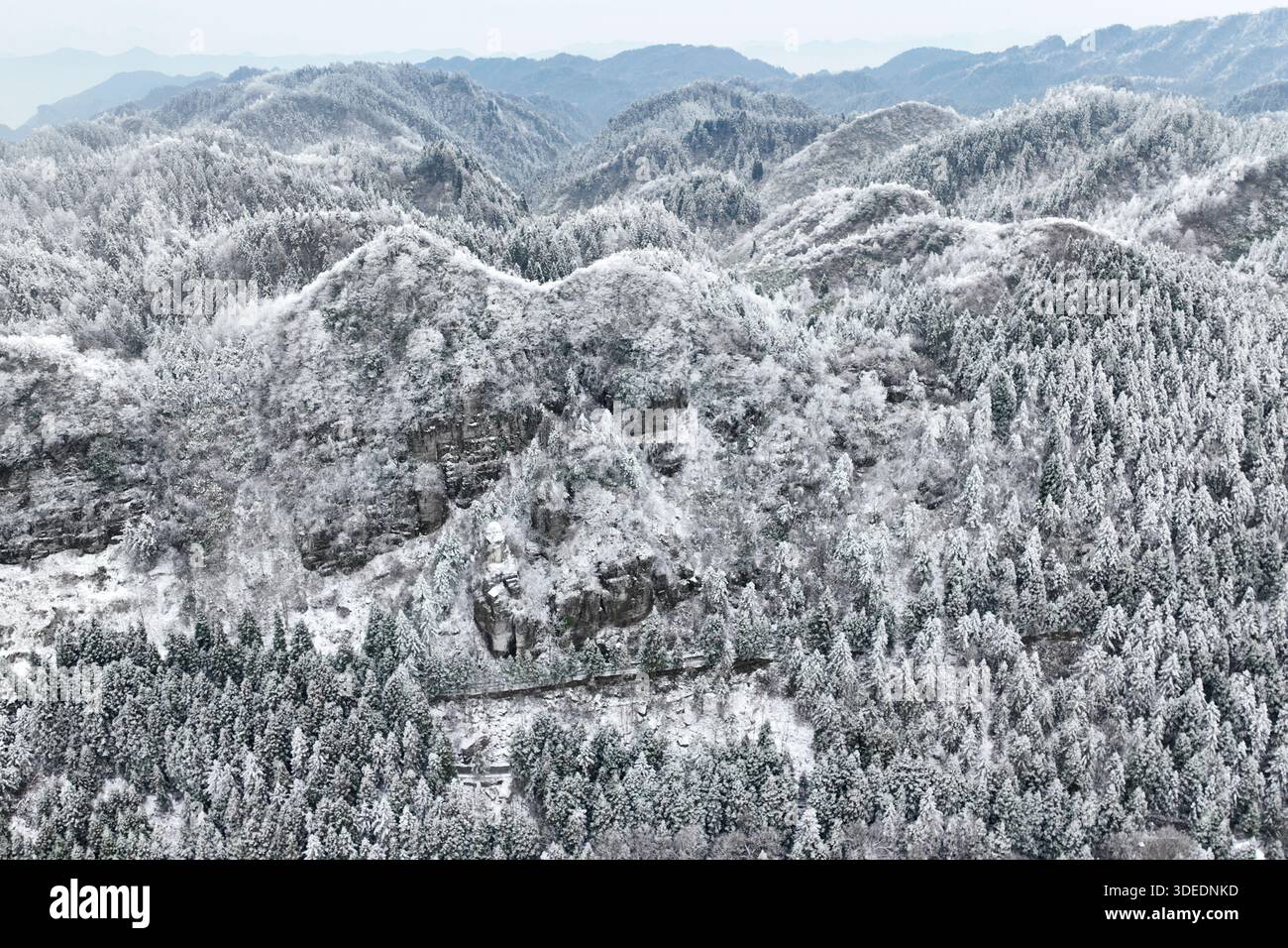 Snow covers the forests in Banxi Town, Youyang Tujia and Miao ...