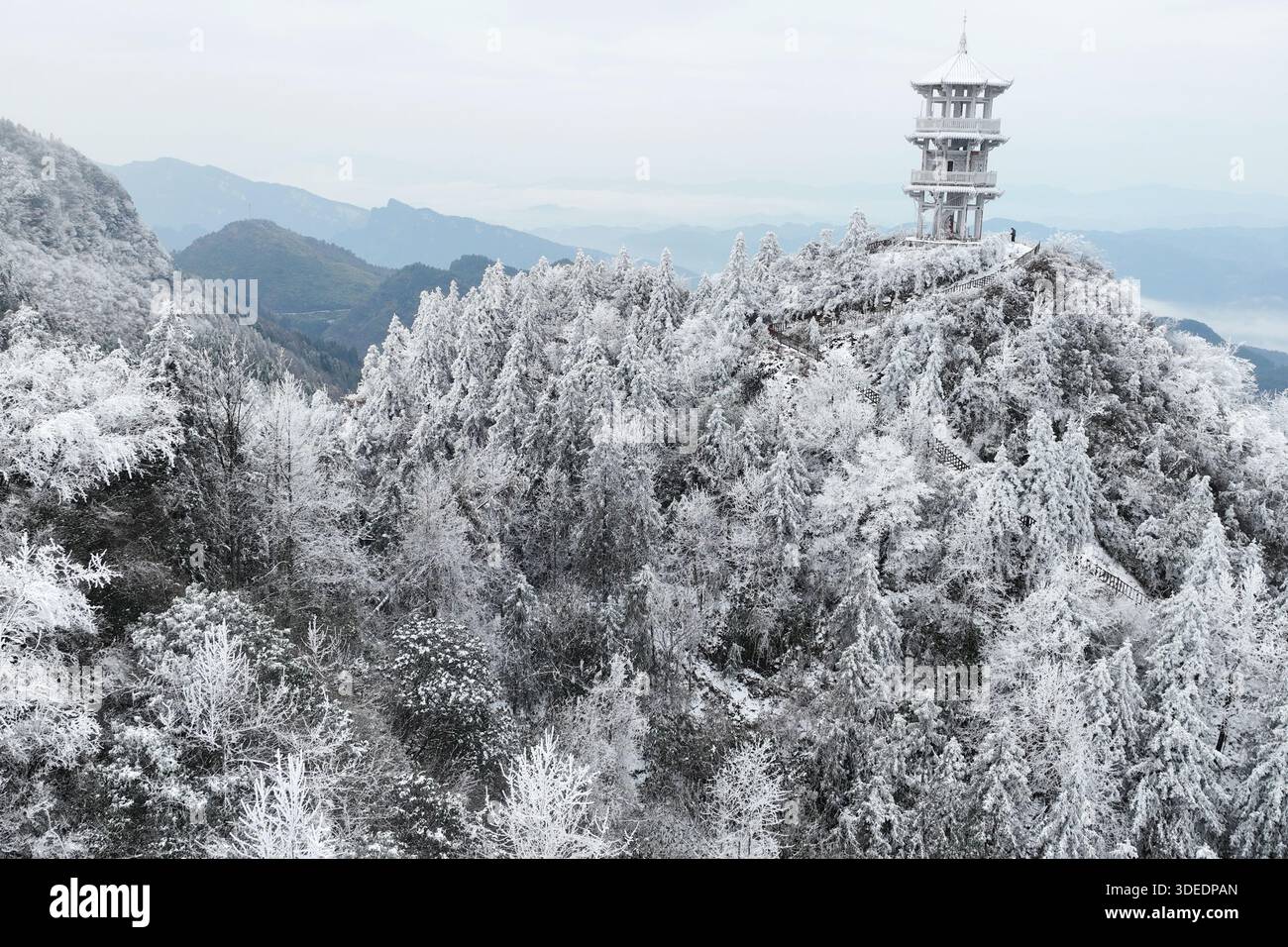 Snow covers the forests in Banxi Town, Youyang Tujia and Miao ...