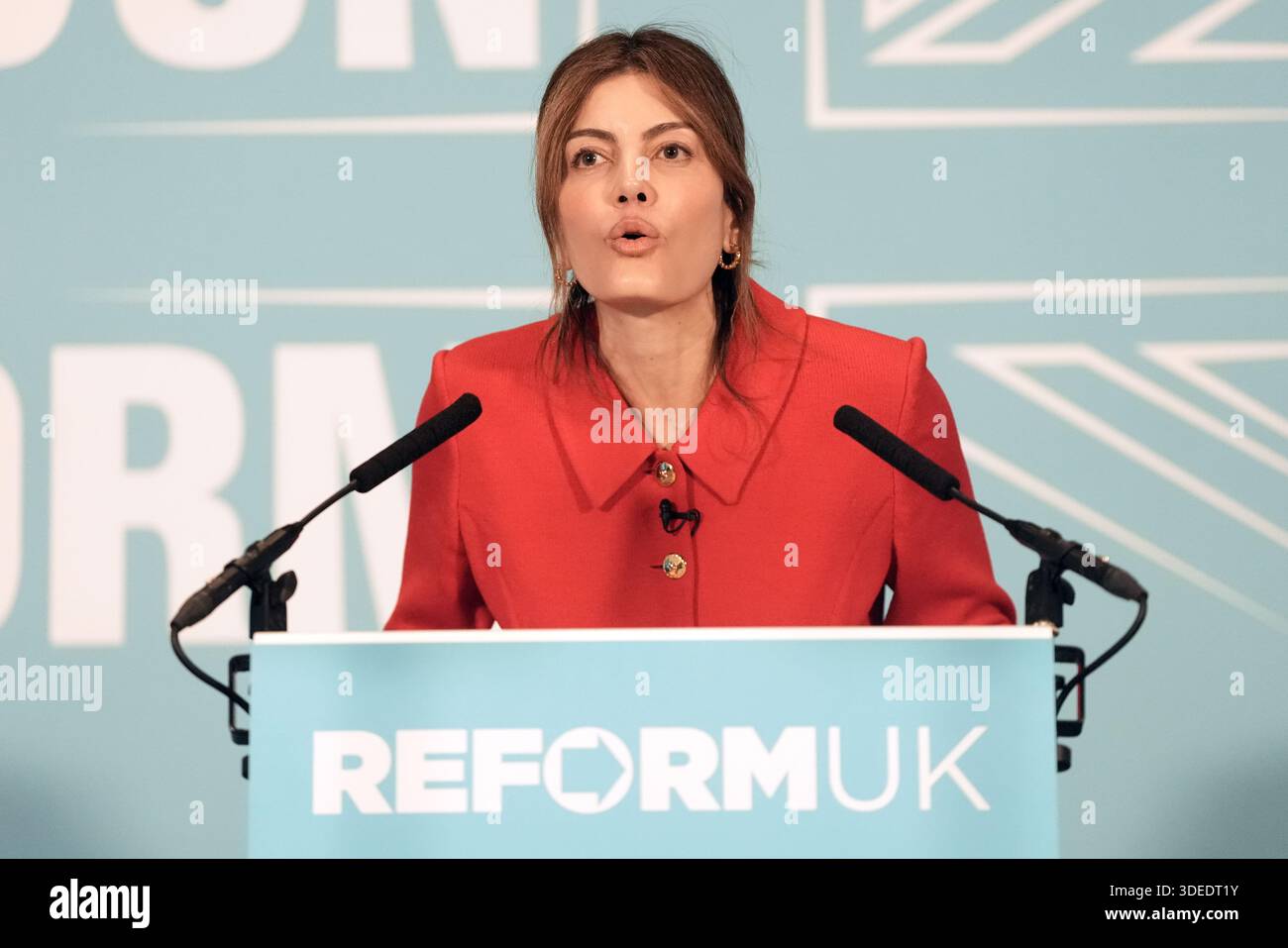 Reform UK's Laila Cunningham speaking during a press conference at ...