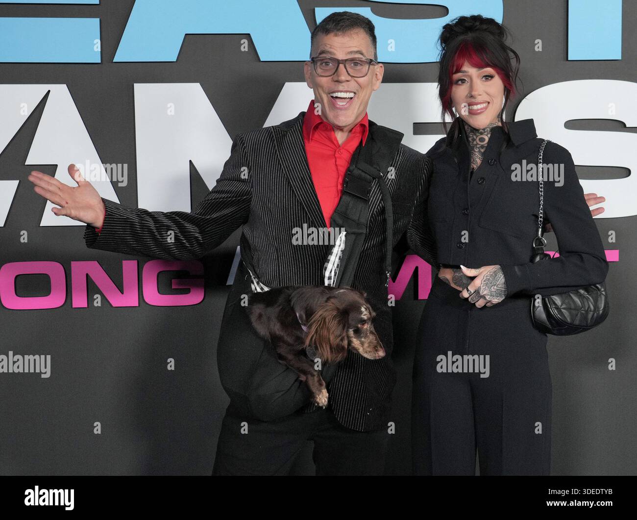 (L-R) Steve-O and Koral Bickel at the BEAST GAMES Season 2 Premiere ...