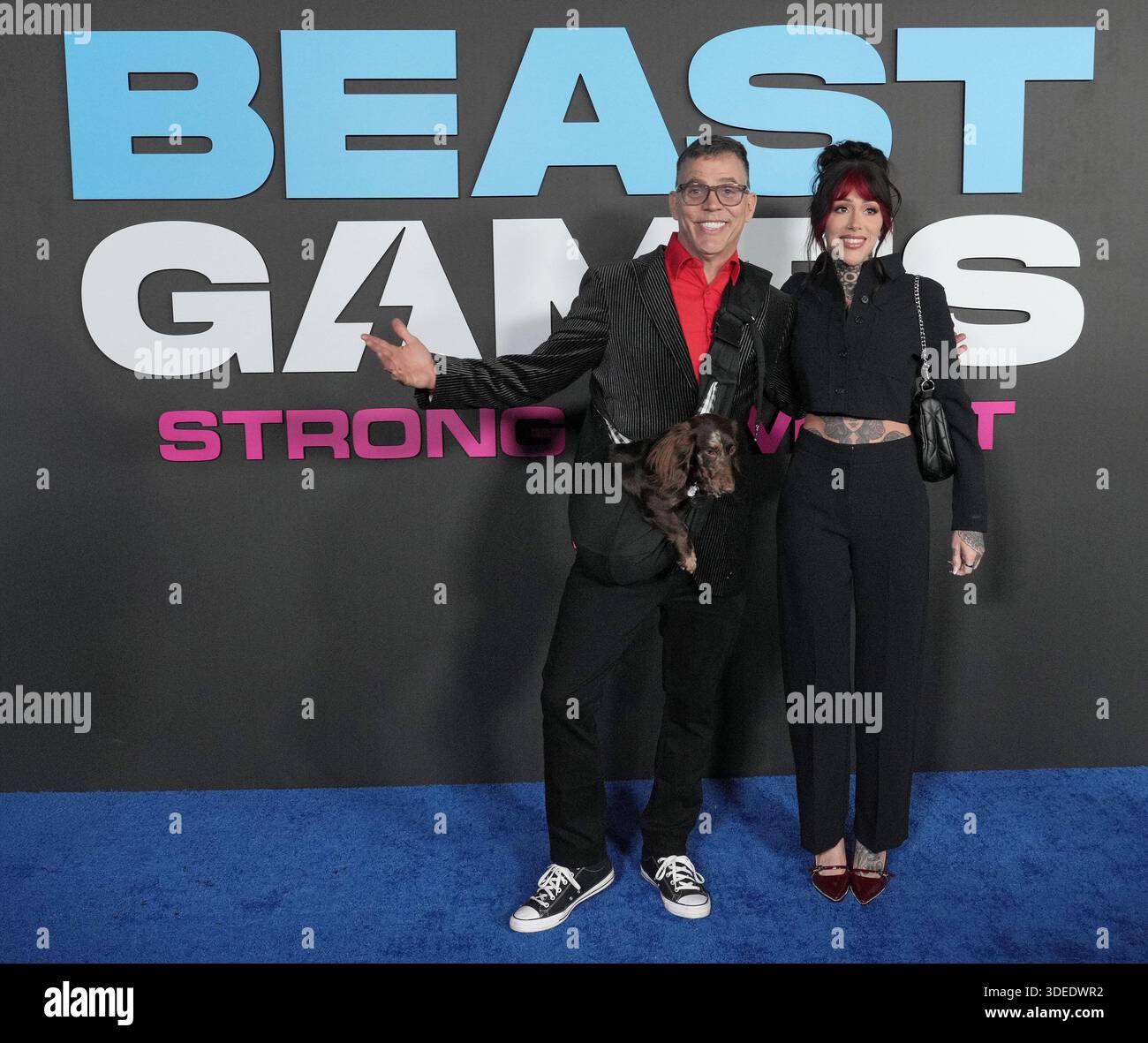 (L-R) Steve-O and Koral Bickel at the BEAST GAMES Season 2 Premiere ...