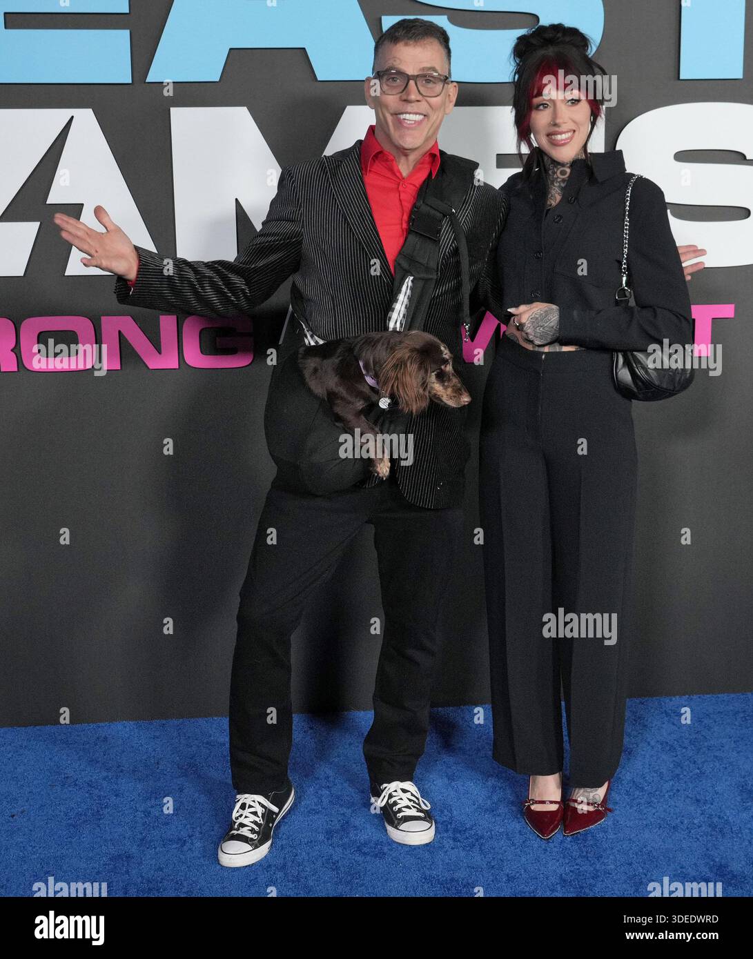 (L-R) Steve-O and Koral Bickel at the BEAST GAMES Season 2 Premiere ...