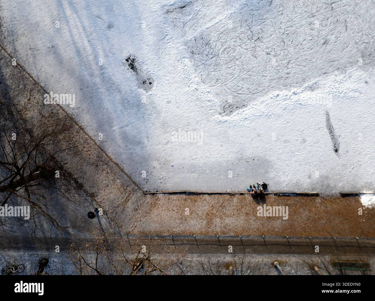 07 January 2026, Bavaria, Munich: Ice skaters skating across the frozen ...