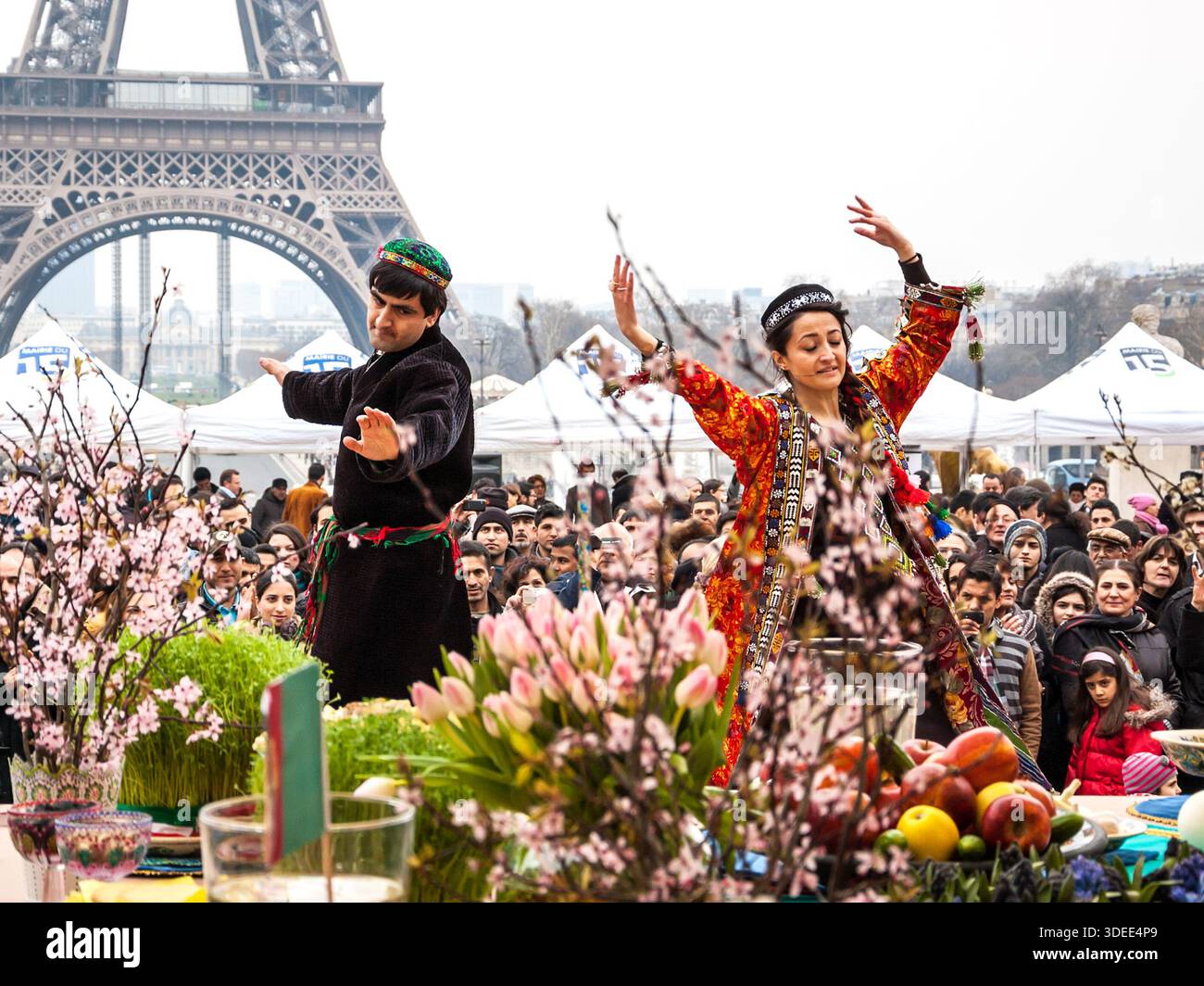 Paris, France - March 24, 2013: Dancers in traditional Persian costume ...