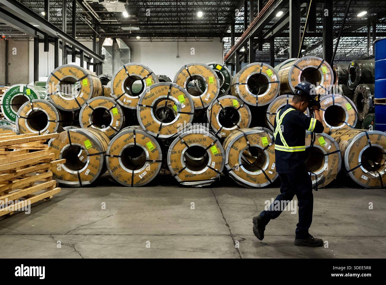 Stainless steel coils wait to be pressed into sheets in Montreal on ...