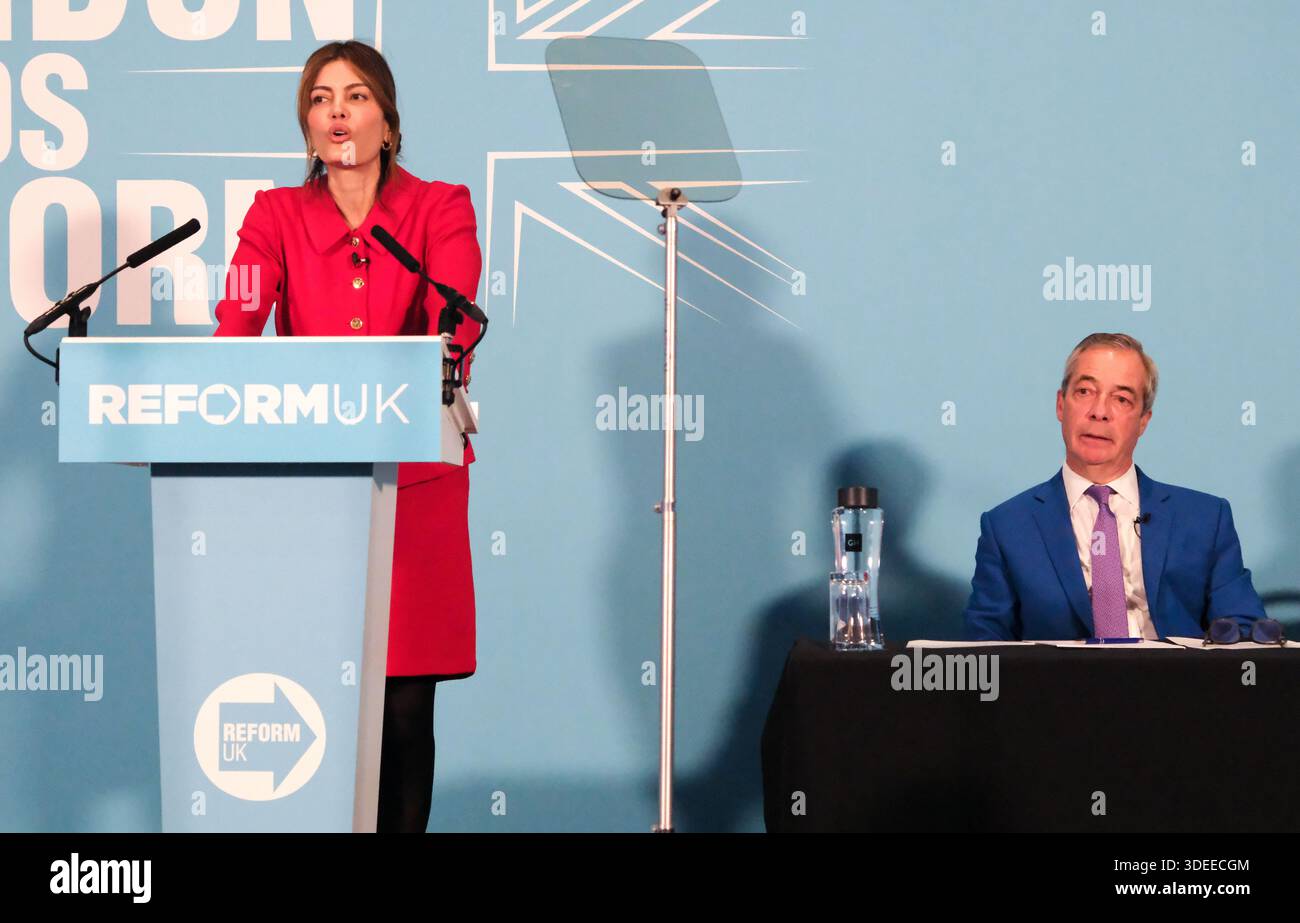London, UK. 7th Jan 2026. Reform Party UK press conference, Laila ...