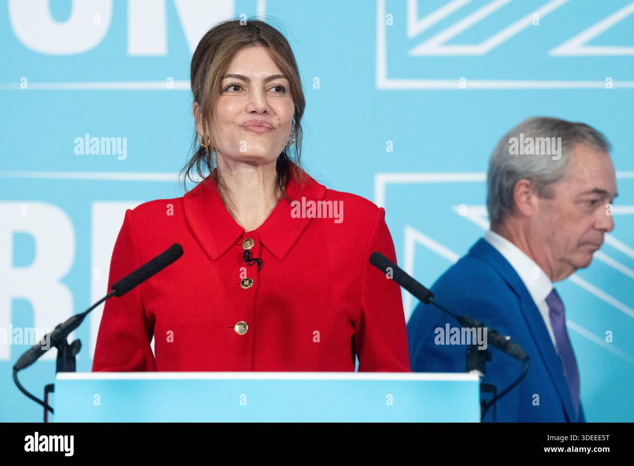 Reform UK's Laila Cunningham during a press conference at Glazier's ...