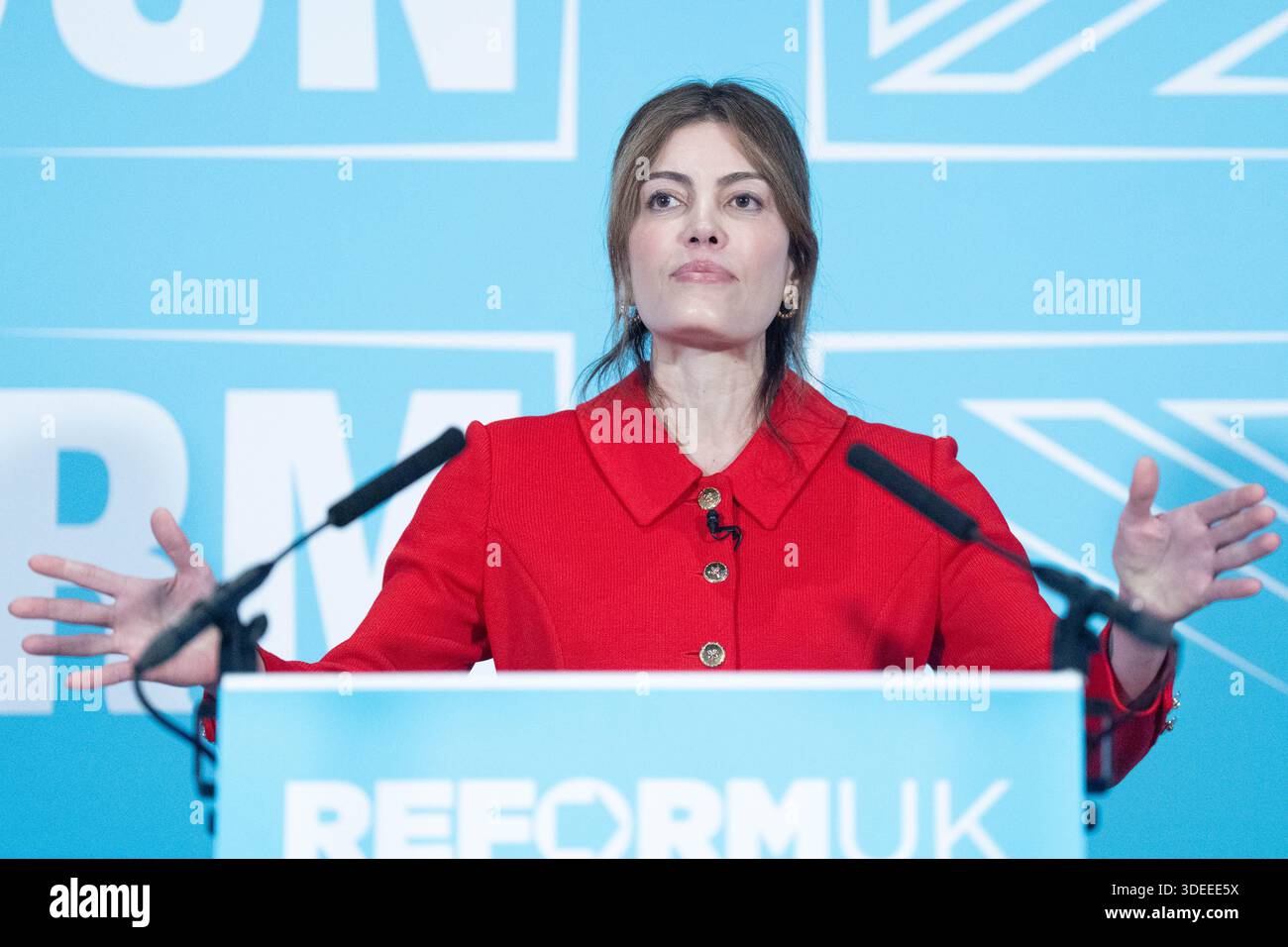 Reform UK's Laila Cunningham during a press conference at Glazier's ...