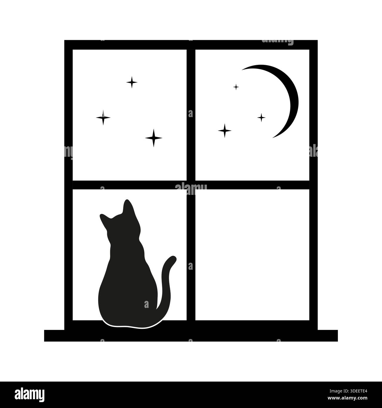 Black white cat window Stock Vector Images - Alamy