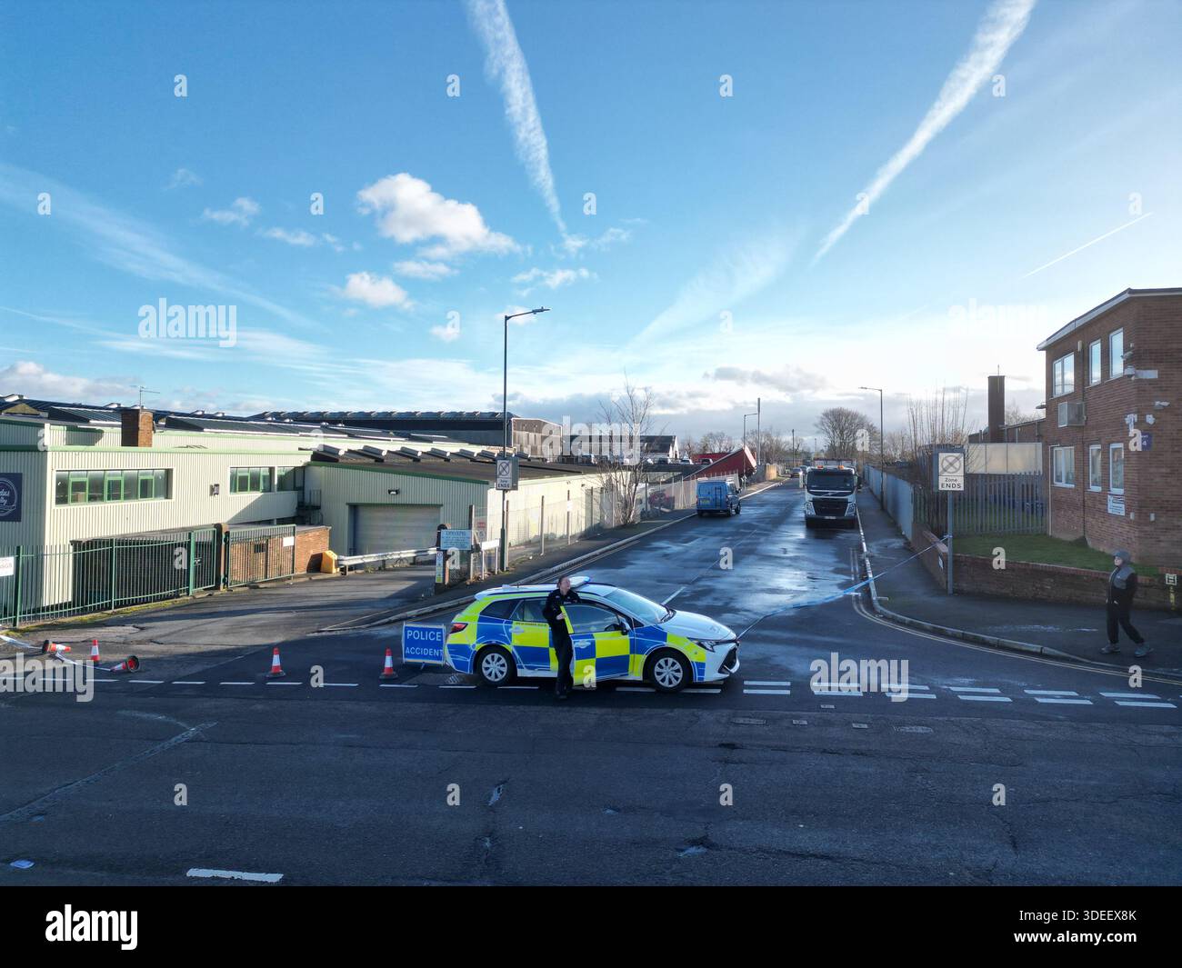 The scene after an articulated lorry got stuck after going through a ...