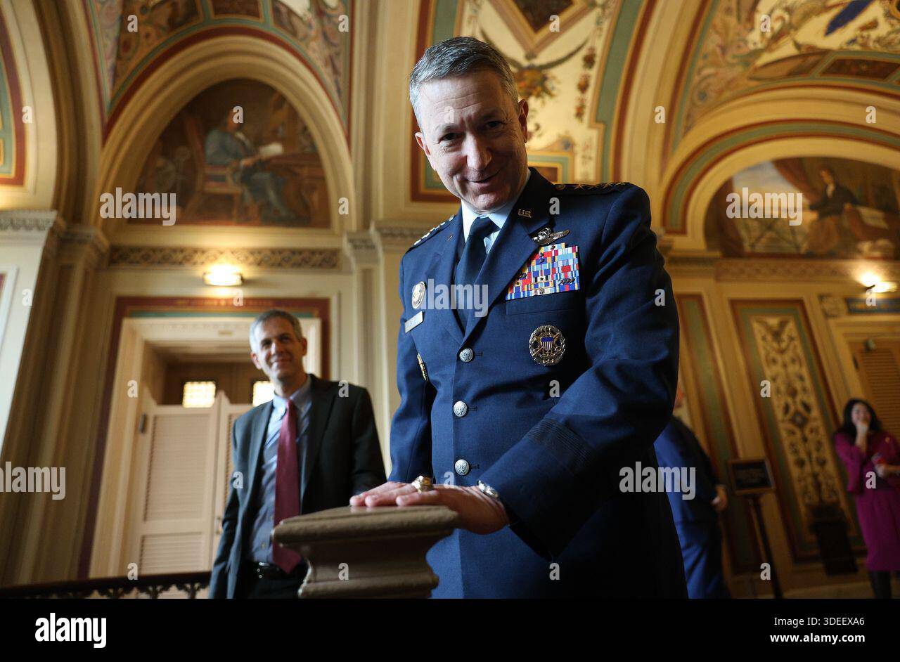 Chairman of the Joint Chiefs of Staff Dan Caine arrives to brief ...