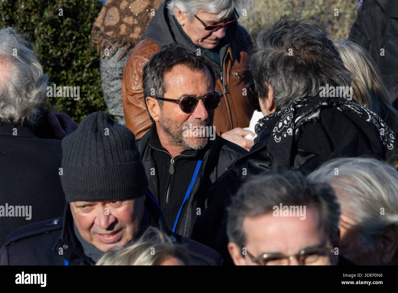 Bernard Montiel during public tribute to Brigitte Bardot at the Pré des ...